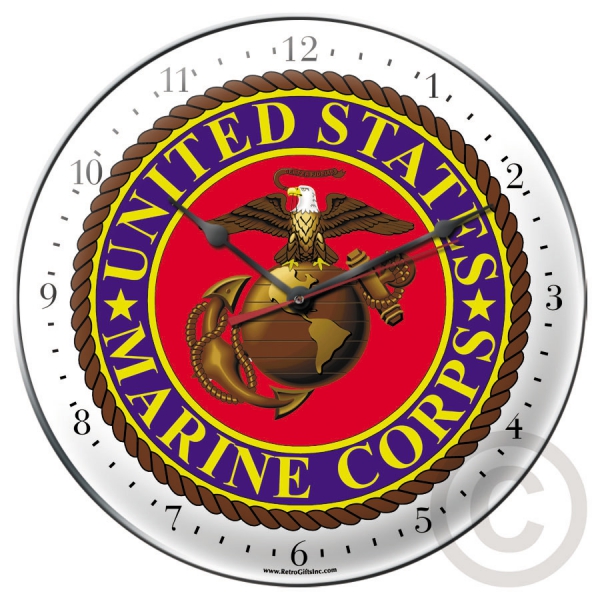 US MARINES 14" MET WALL CLOCK from Aircraft Spruce Europe