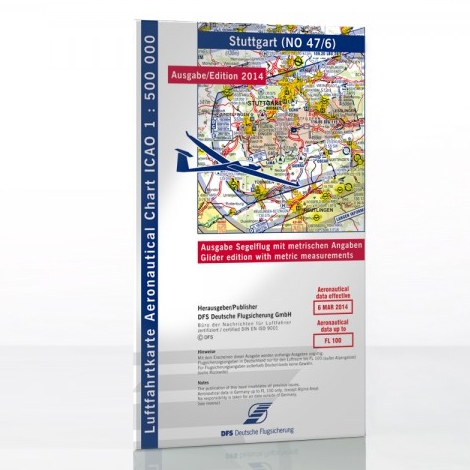 ICAO Glider Chart Stuttgart 2014 folded paper from Aircraft Spruce Europe